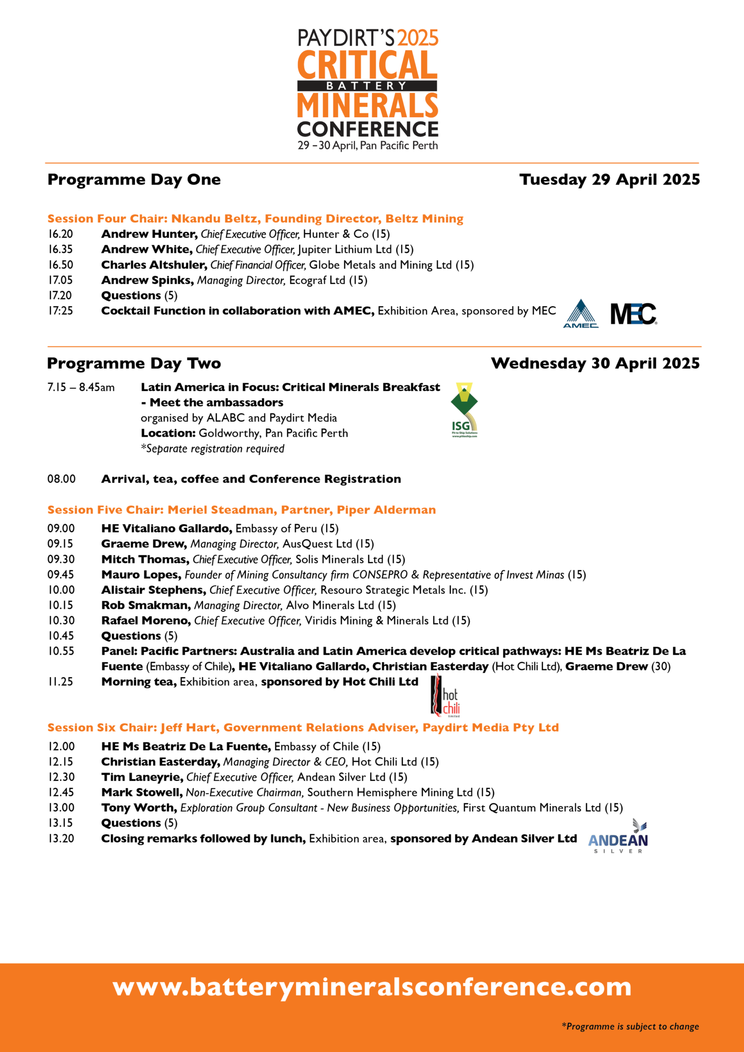 2025 Conference Programme | Battery Minerals Conference